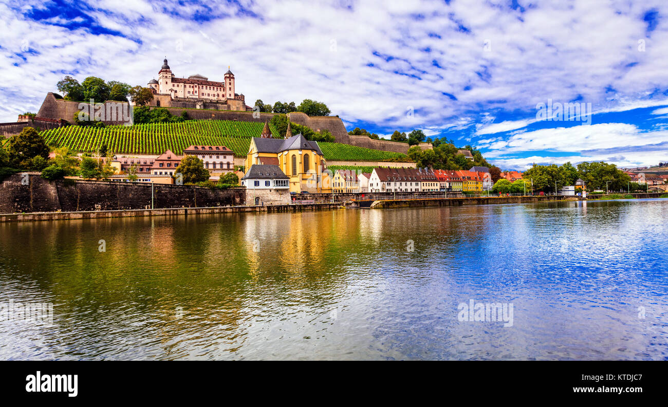 Landmarks and beautiful paces of Germany - medieval Wurzburg town Stock ...
