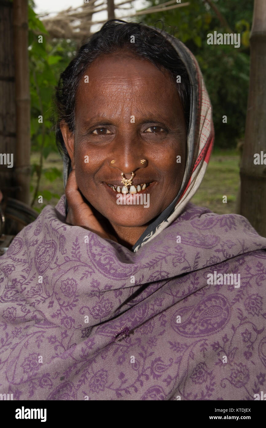ASIA, India, Assam, Darrang District, Khirakanta village, local woman ...