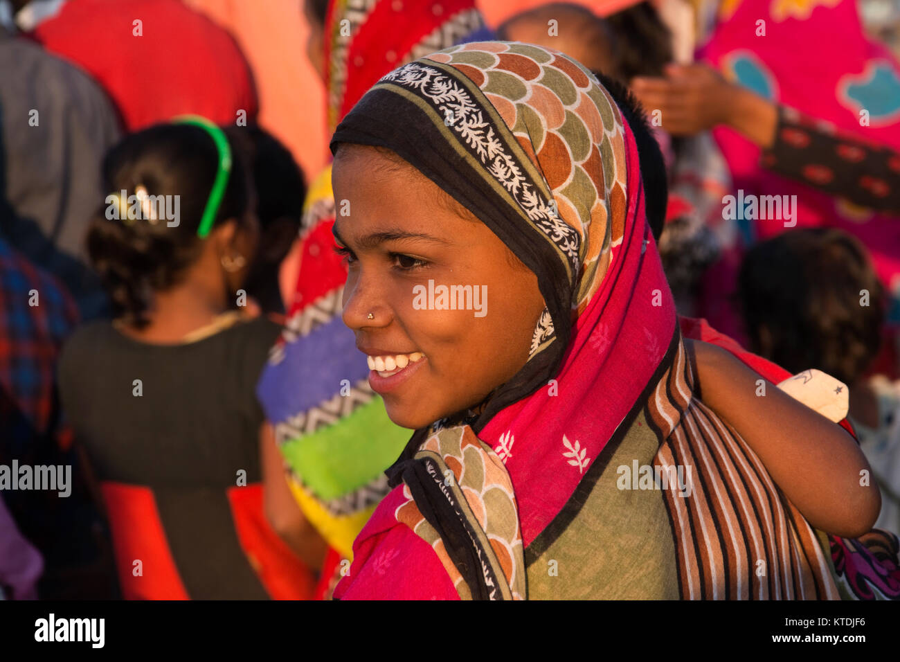ASIA, India, Assam, Marigaon District, Jotiabari Village, young girl ...