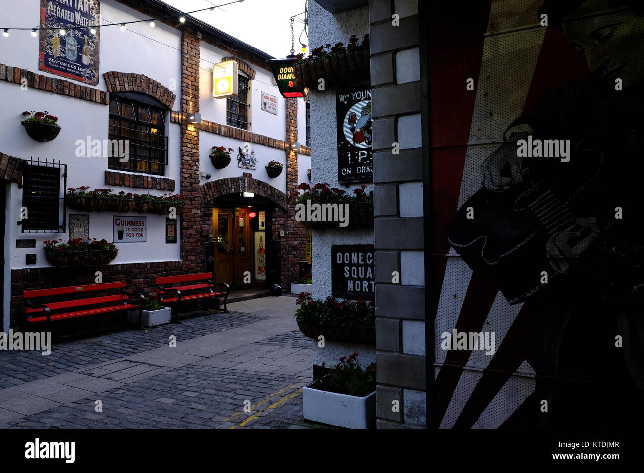 Famous alley and the Duke of York pub in Belfast at the capital of ...