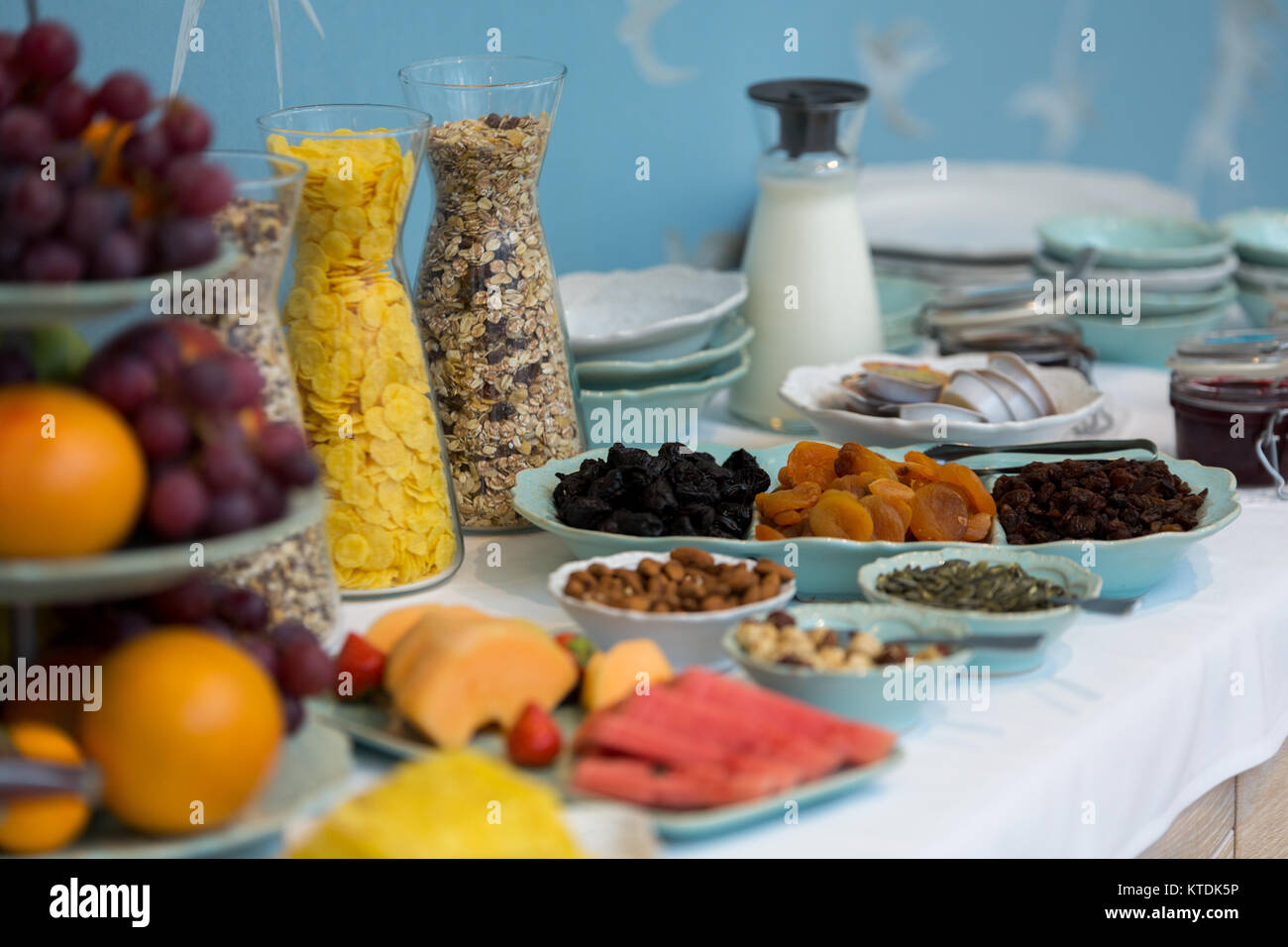 Hotel breakfast buffet closeup Stock Photo - Alamy