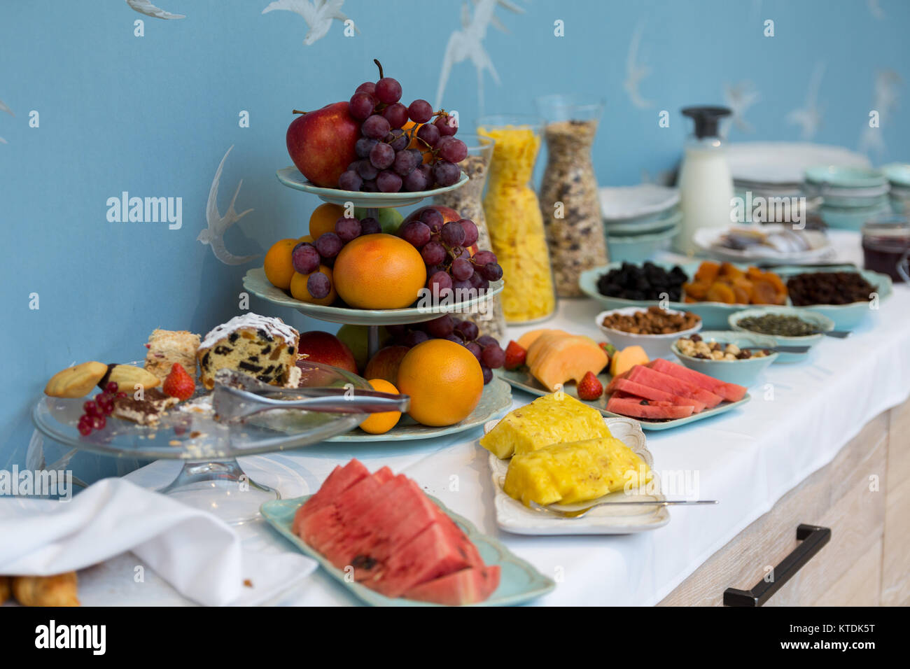 Hotel breakfast buffet closeup Stock Photo - Alamy