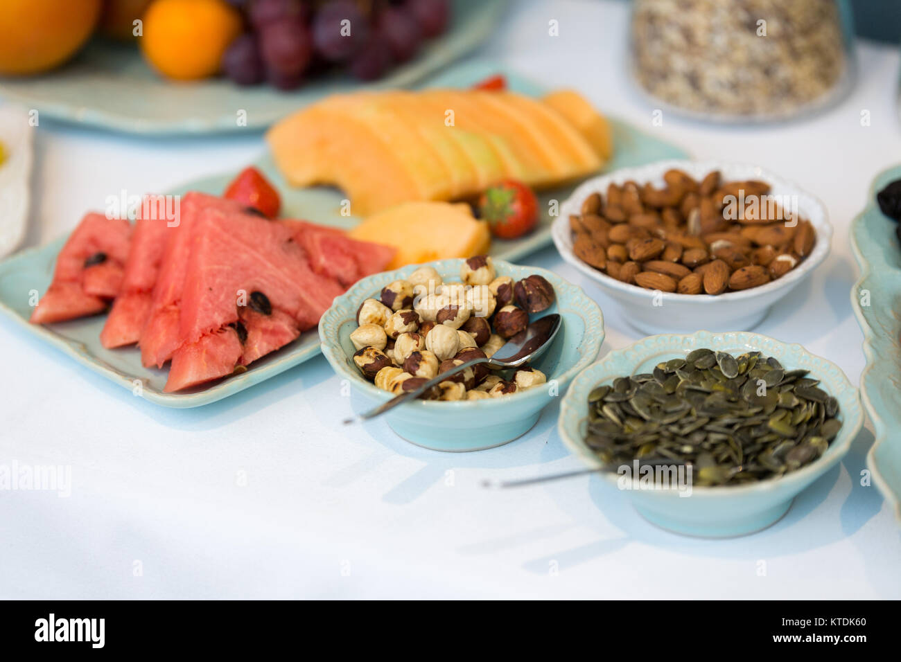 Hotel breakfast buffet closeup Stock Photo - Alamy
