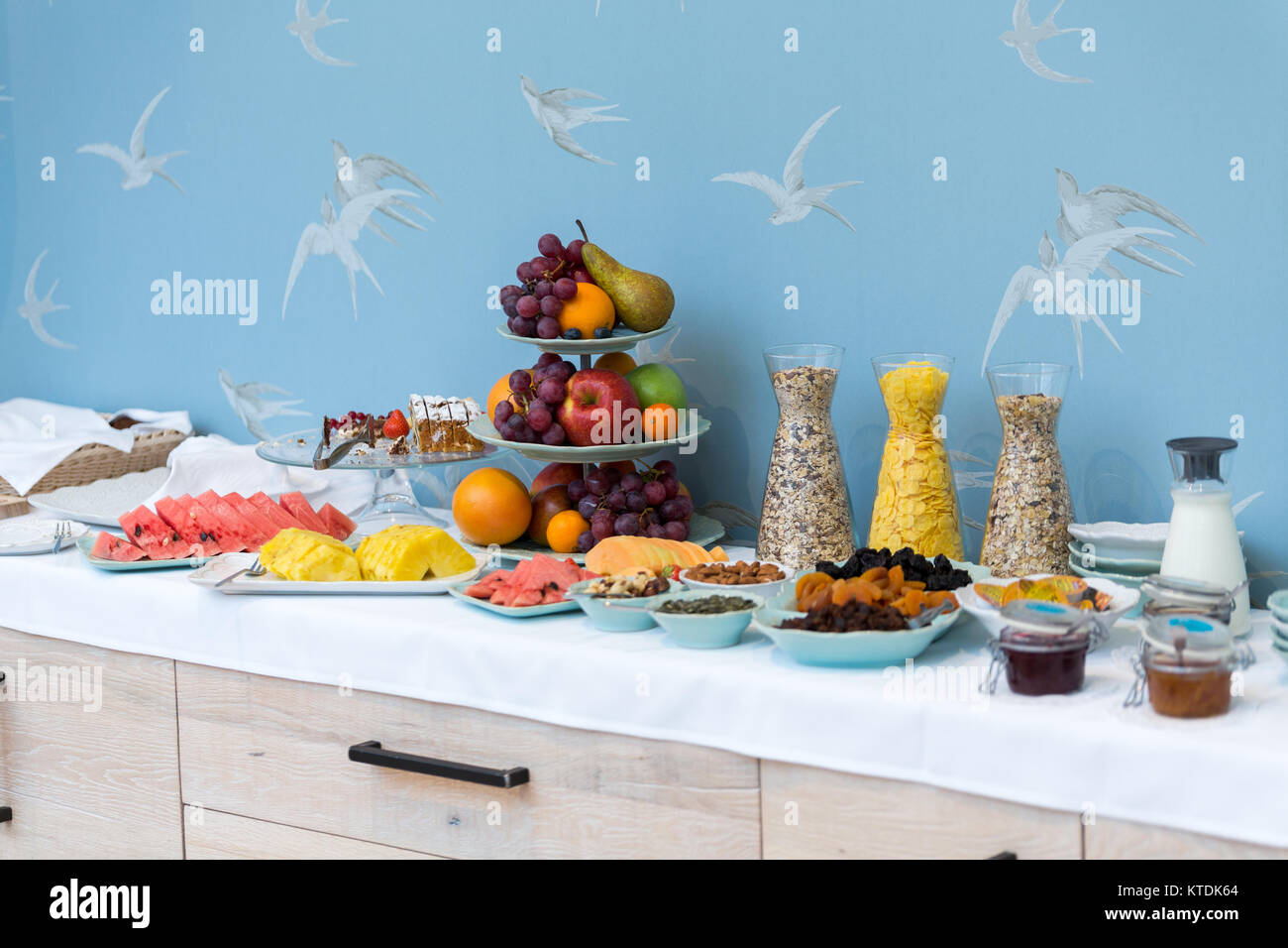 Hotel breakfast buffet closeup Stock Photo - Alamy