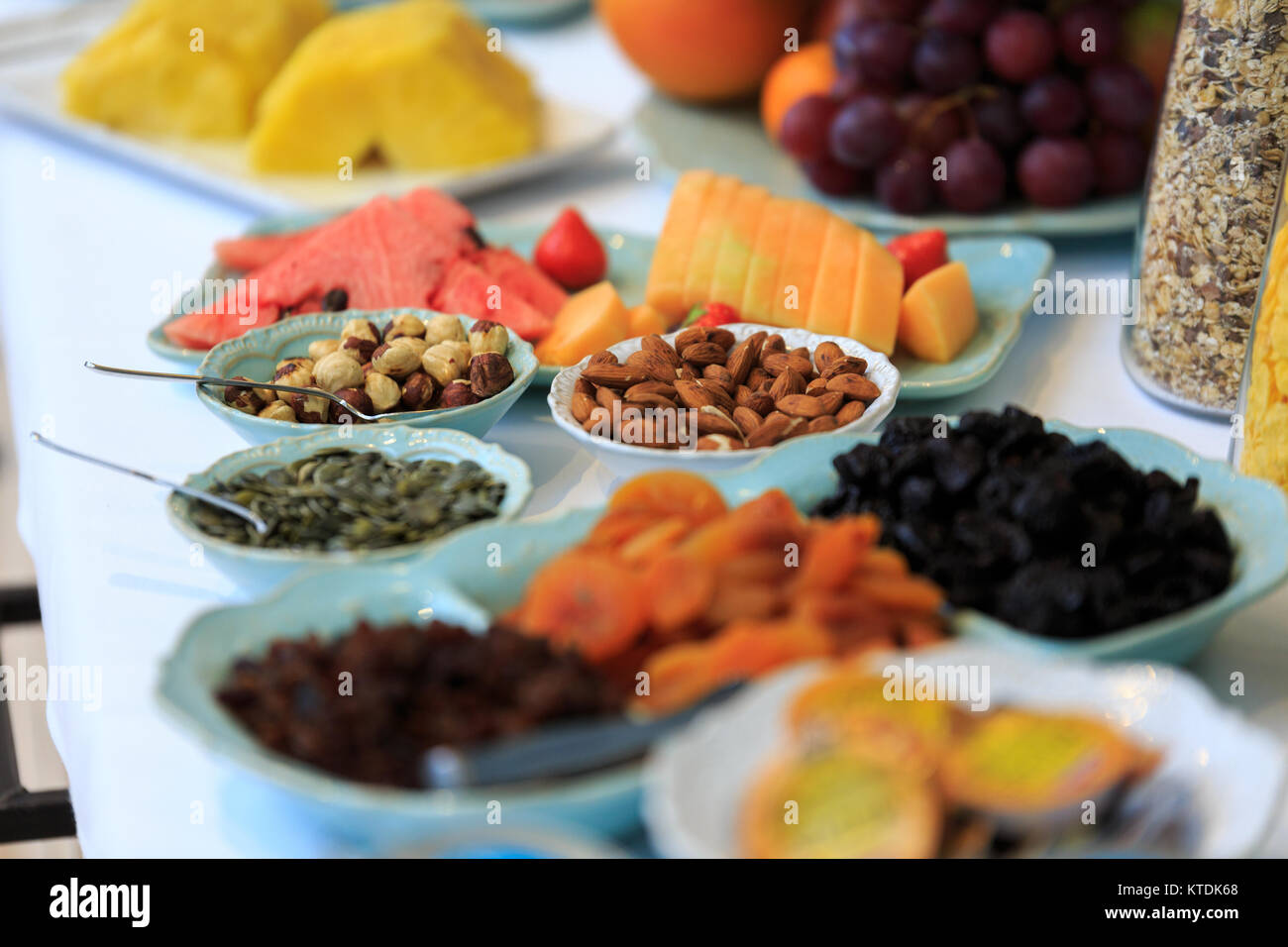 Hotel breakfast buffet closeup Stock Photo - Alamy