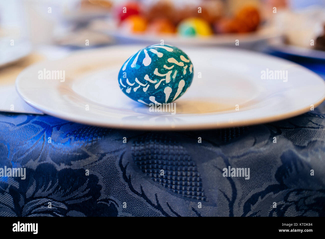 Lithuanian Easter Egg "margutis" on the plate Stock Photo - Alamy