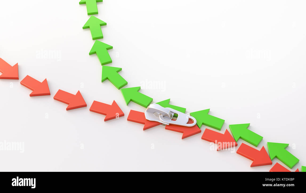 3D Illustration, zipper, arrows, up and down Stock Photo - Alamy