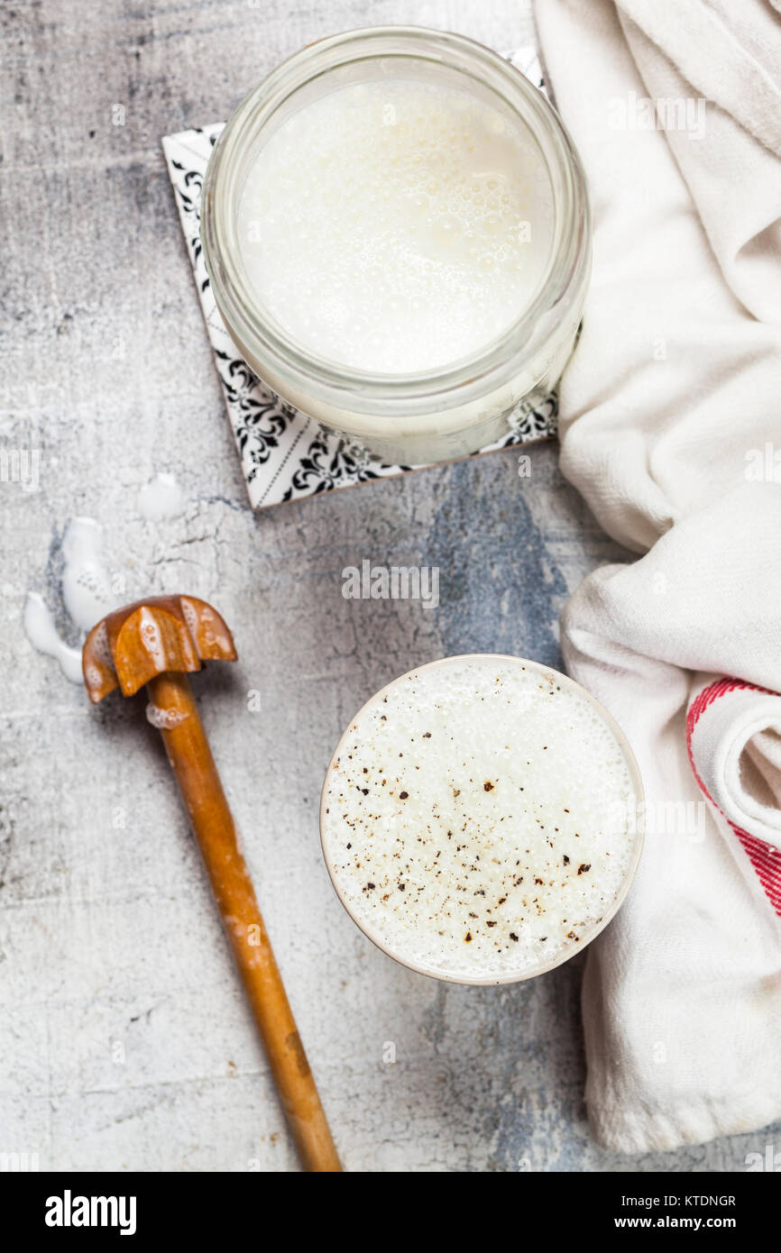 Homemade Ayran, yogurt drink with pepper Stock Photo - Alamy