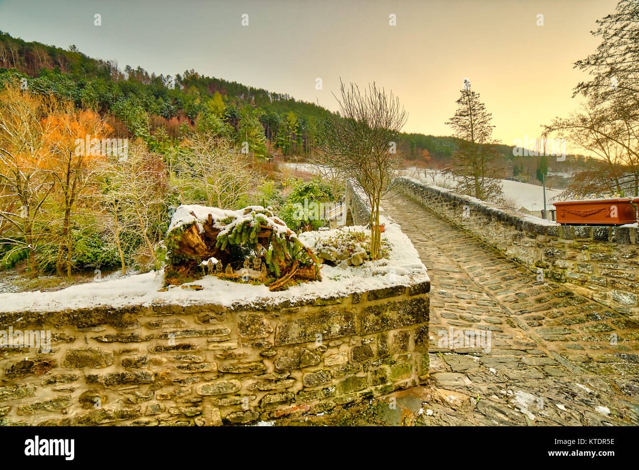 Ancient medieval donkey-back bridge with a unique arch in a village in ...