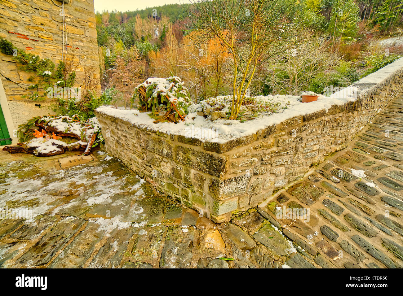 Ancient medieval donkey-back bridge with a unique arch in a village in ...