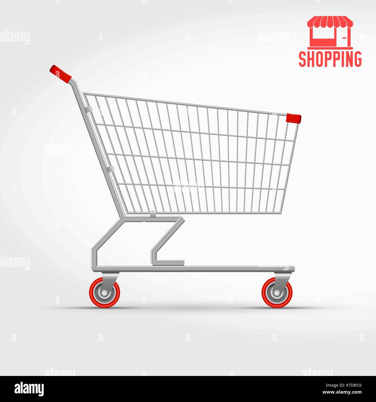 Empty Supermarket Shopping Cart Isolated on White, Side View Stock ...