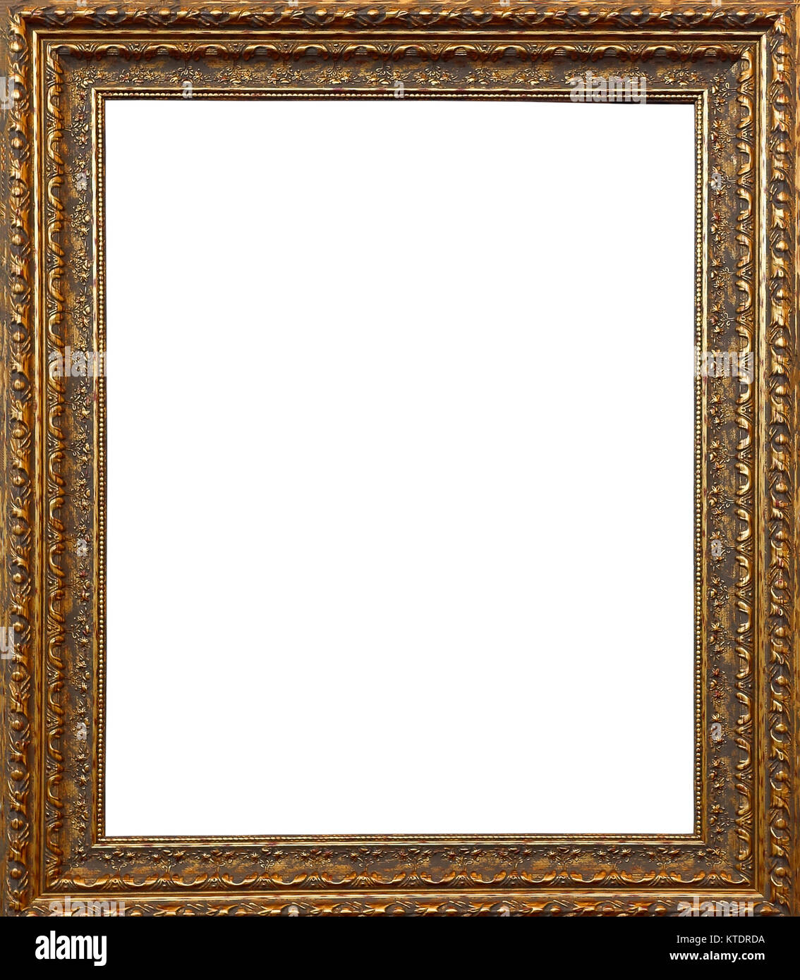 Close up old vintage picture frame isolated on white with space use for ...
