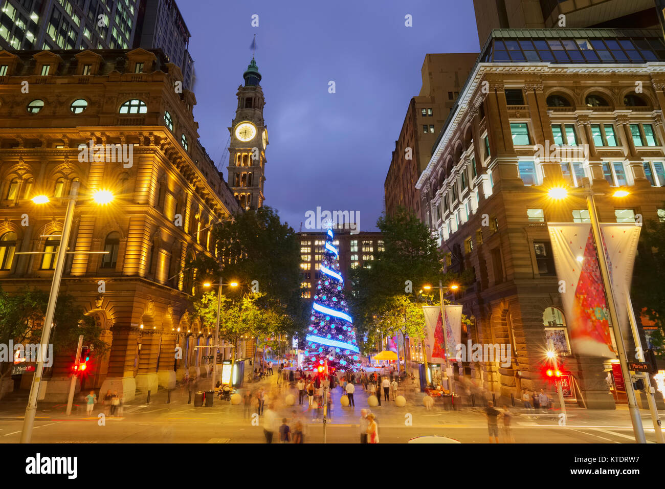 A giant Christmas Tree in Martin Place is illuminated as part of a ...