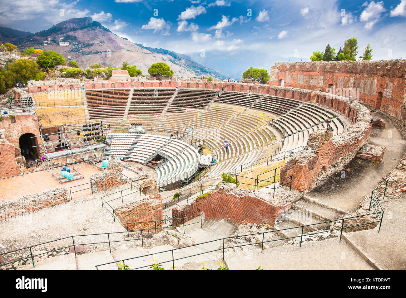 Antique amphitheater Teatro Greco in Taormina, Sicily,Italy.It is one ...