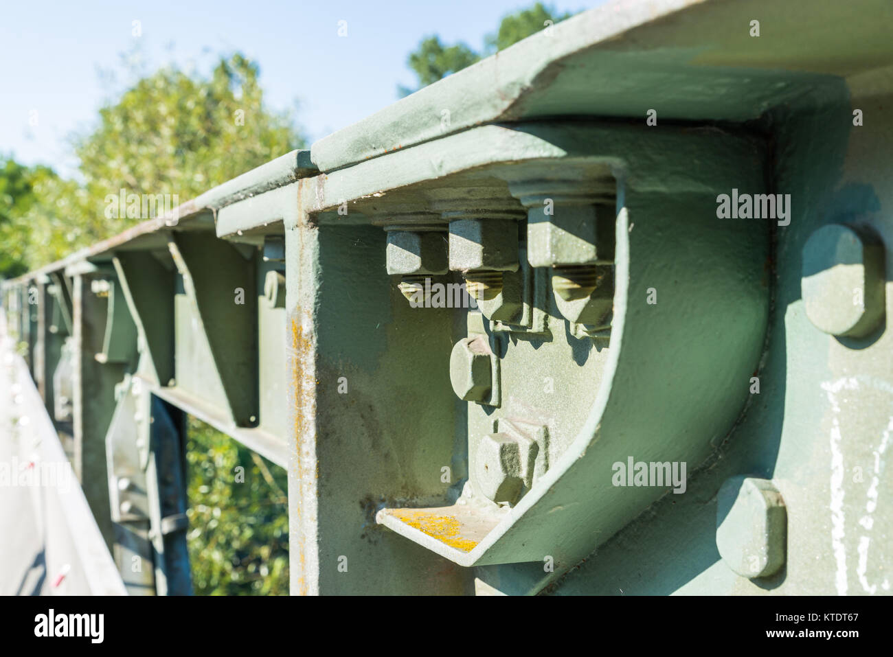Close-up of a iron bridge with screw and rivet Stock Photo - Alamy