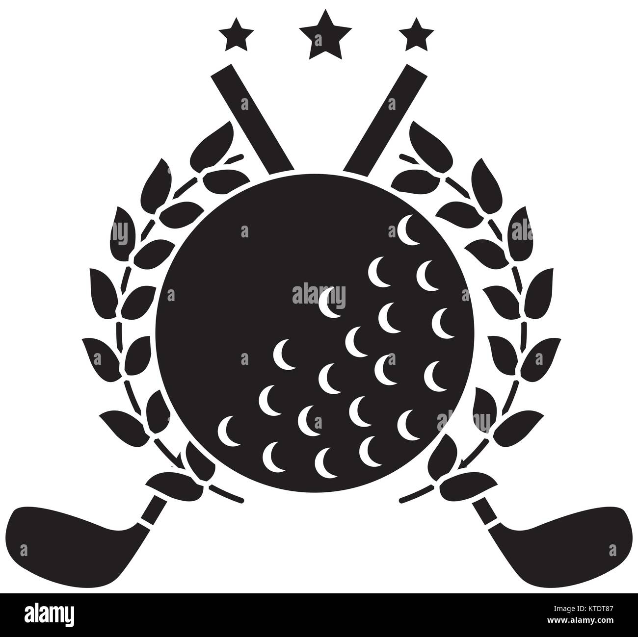 ball and clubs with laurel wreath stars golf emblem image vector ...