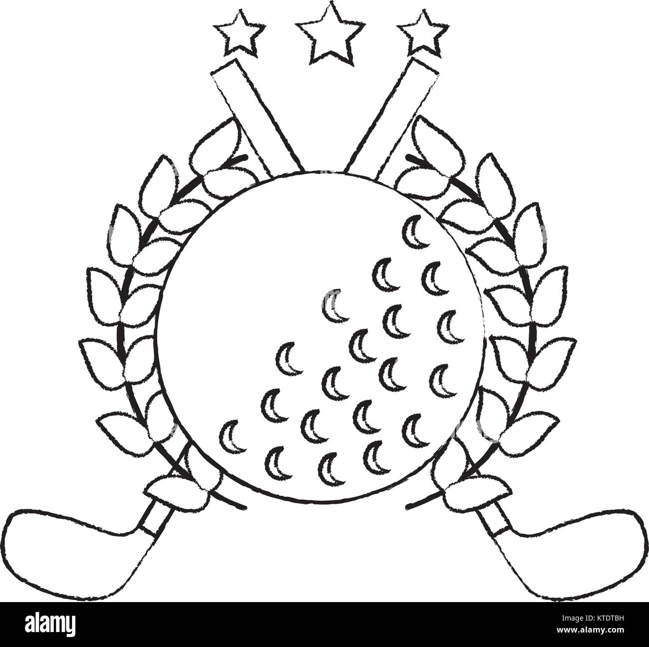 ball and clubs with laurel wreath stars golf emblem image vector ...