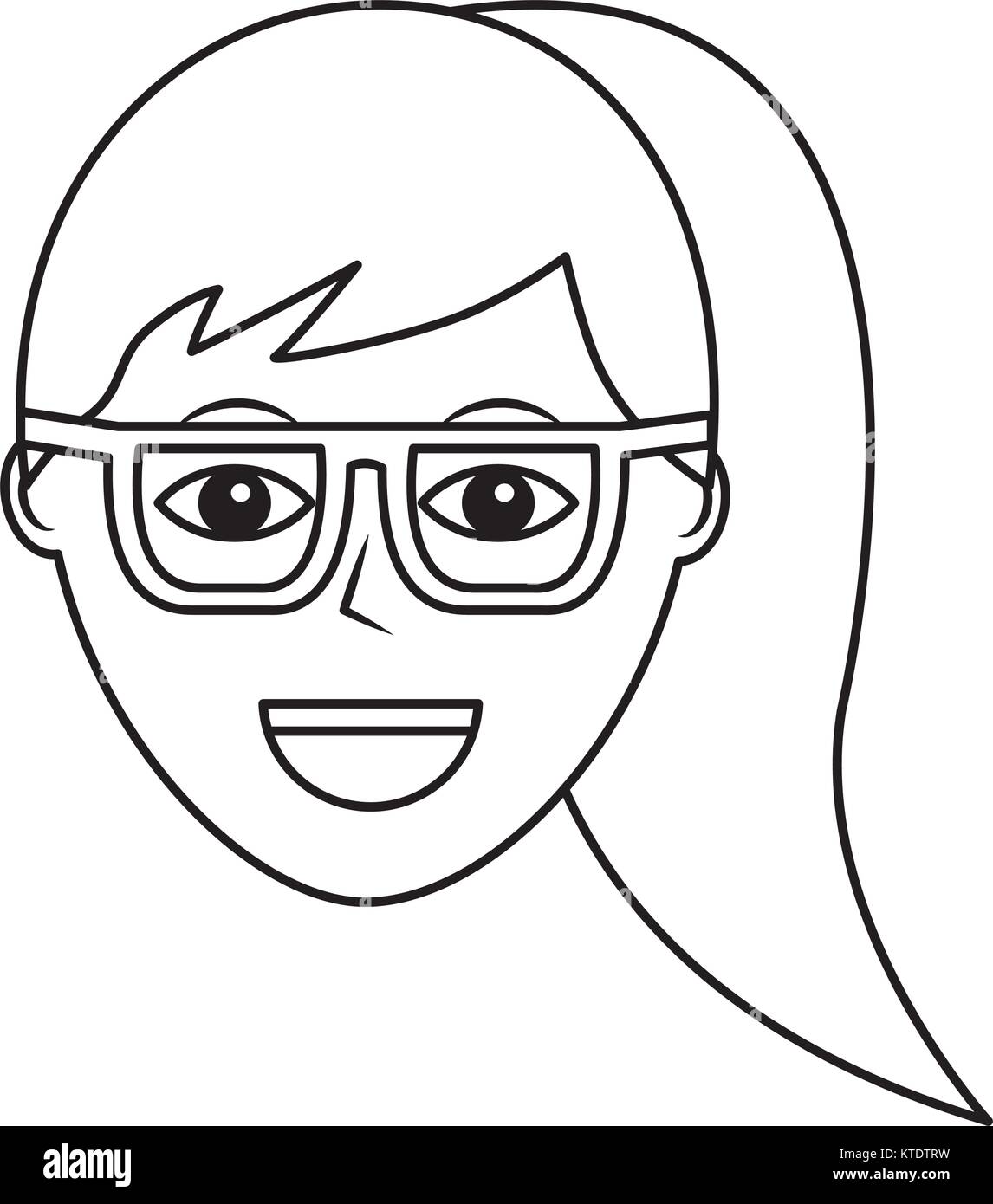 woman happy character female icon vector illustration outline design ...