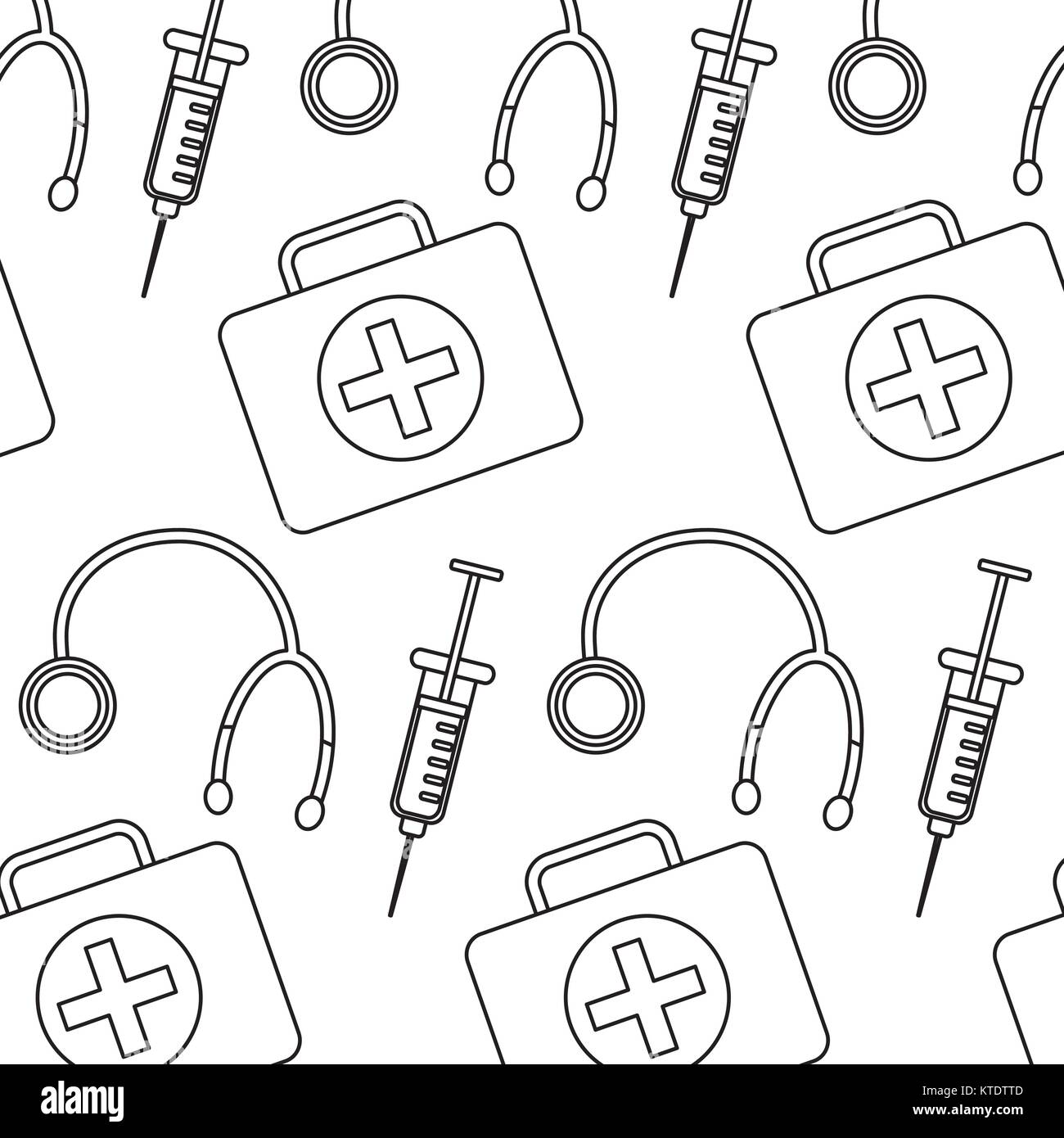 medical syringe stethoscope and kit first aid seamless pattern vector ...