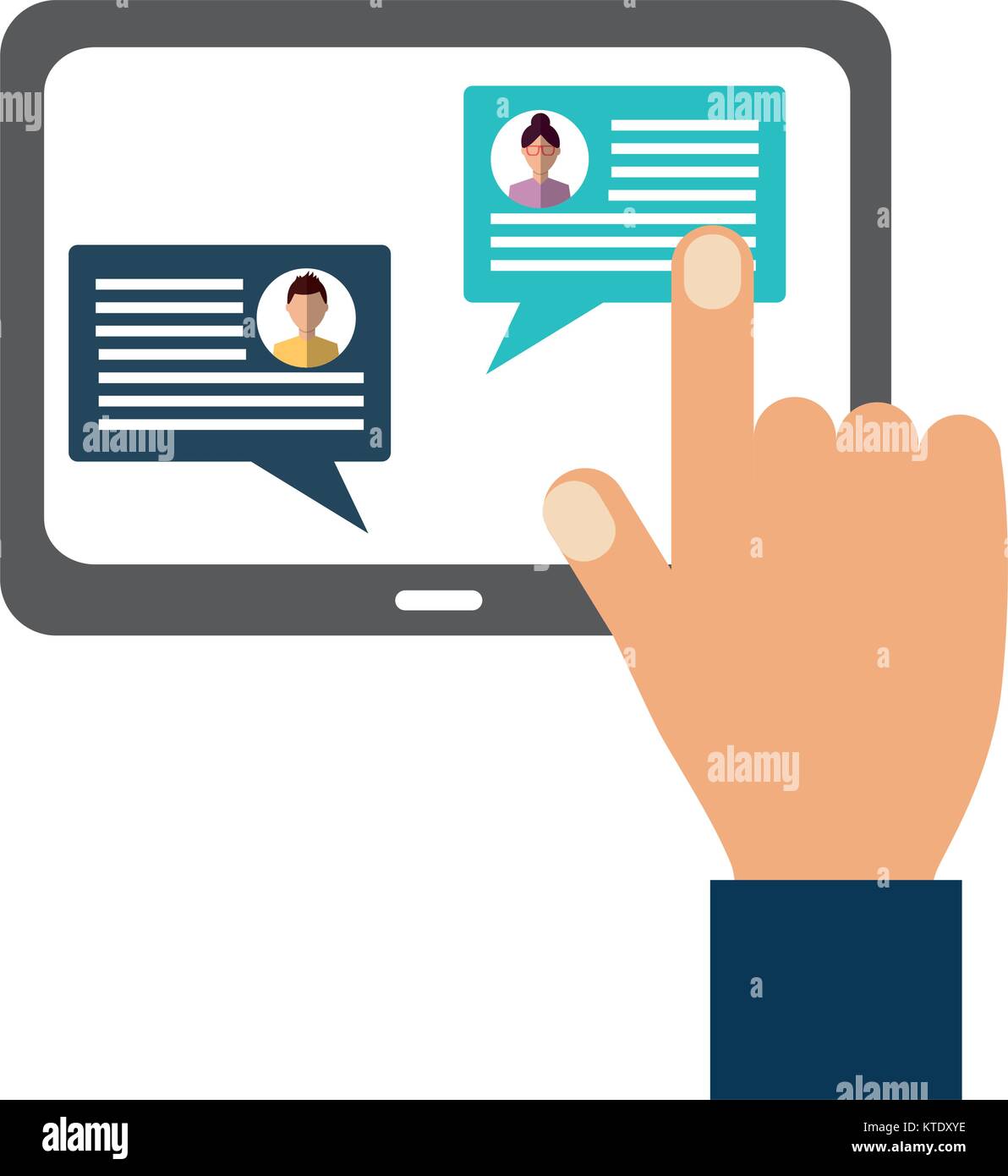 hand with tablet messages on screen icon image Stock Vector Image & Art ...