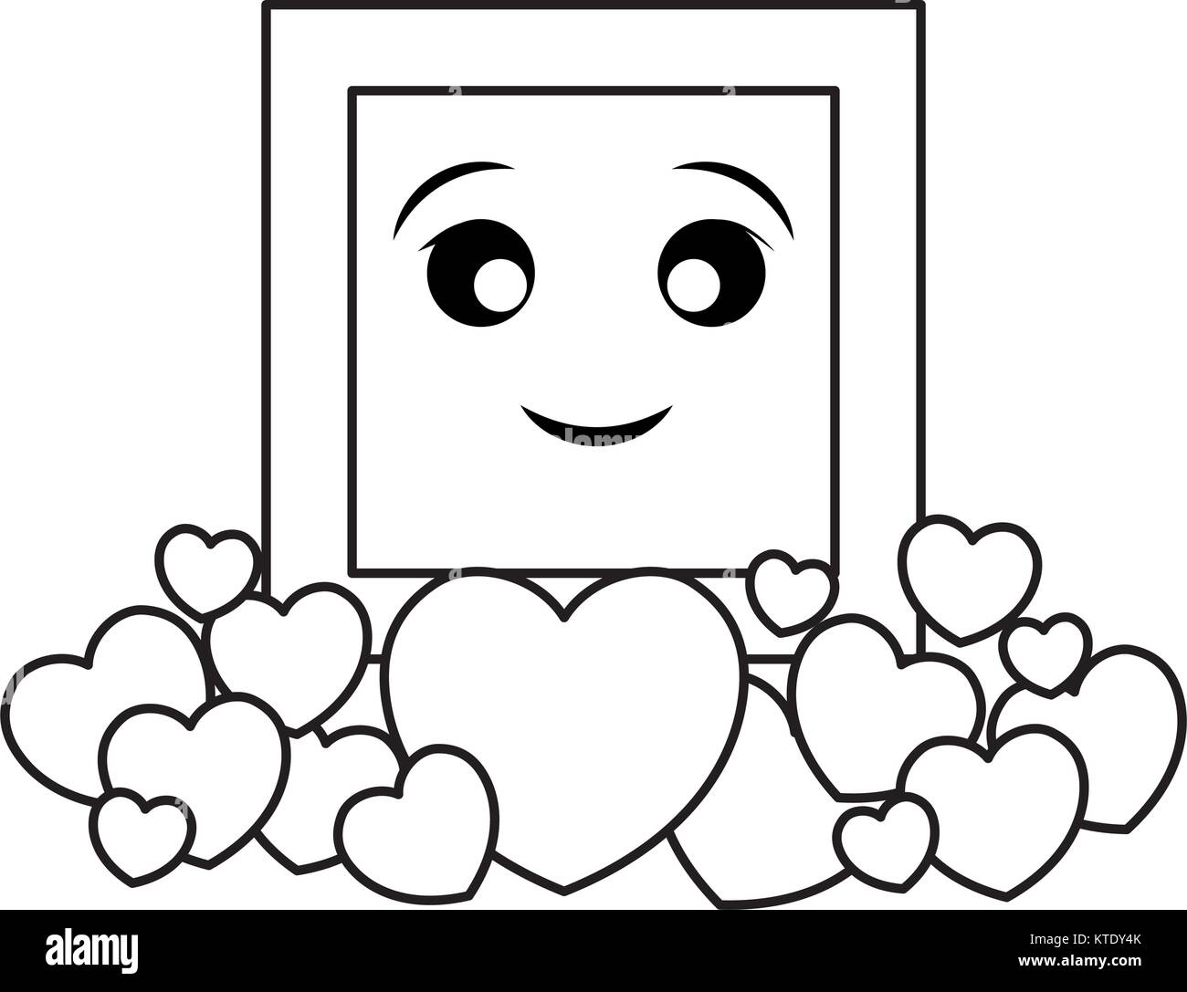 kawaii frame with hearts Stock Vector Image & Art - Alamy