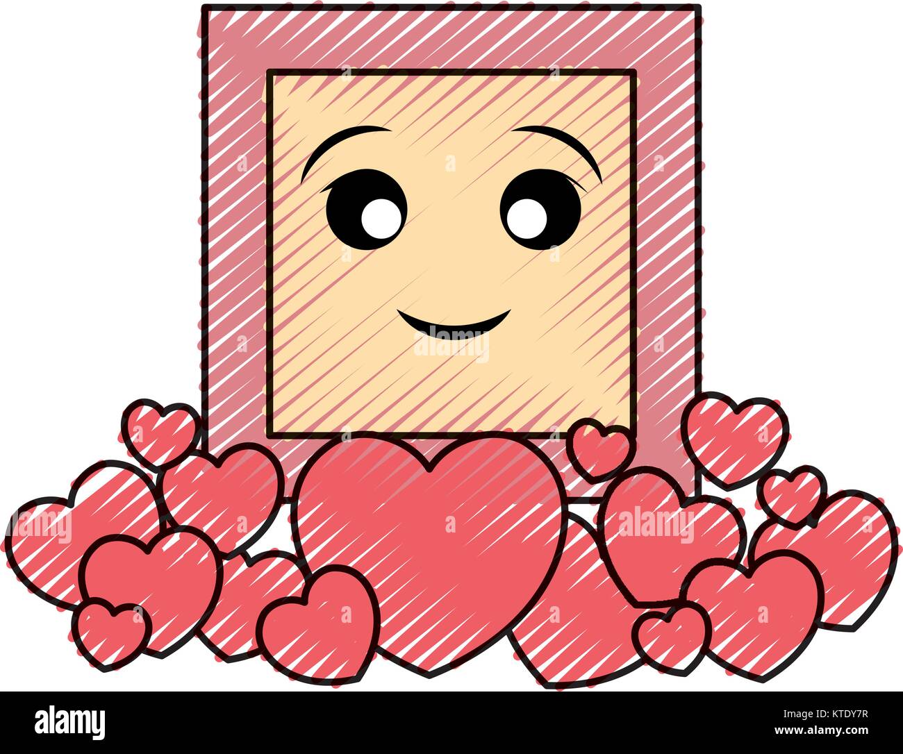 kawaii frame with hearts Stock Vector Image & Art - Alamy