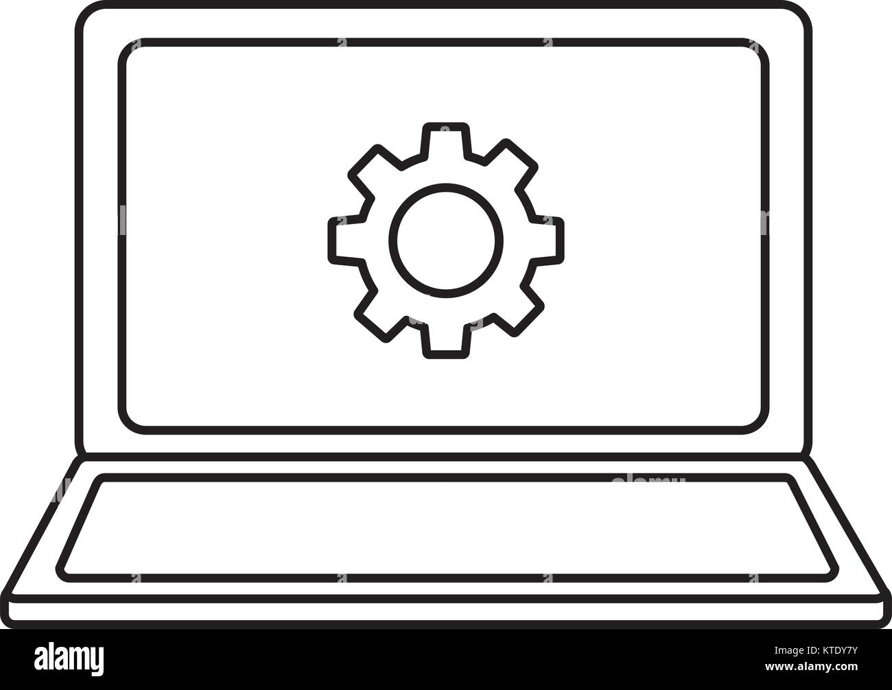 Laptop open on desk Stock Vector Images - Alamy