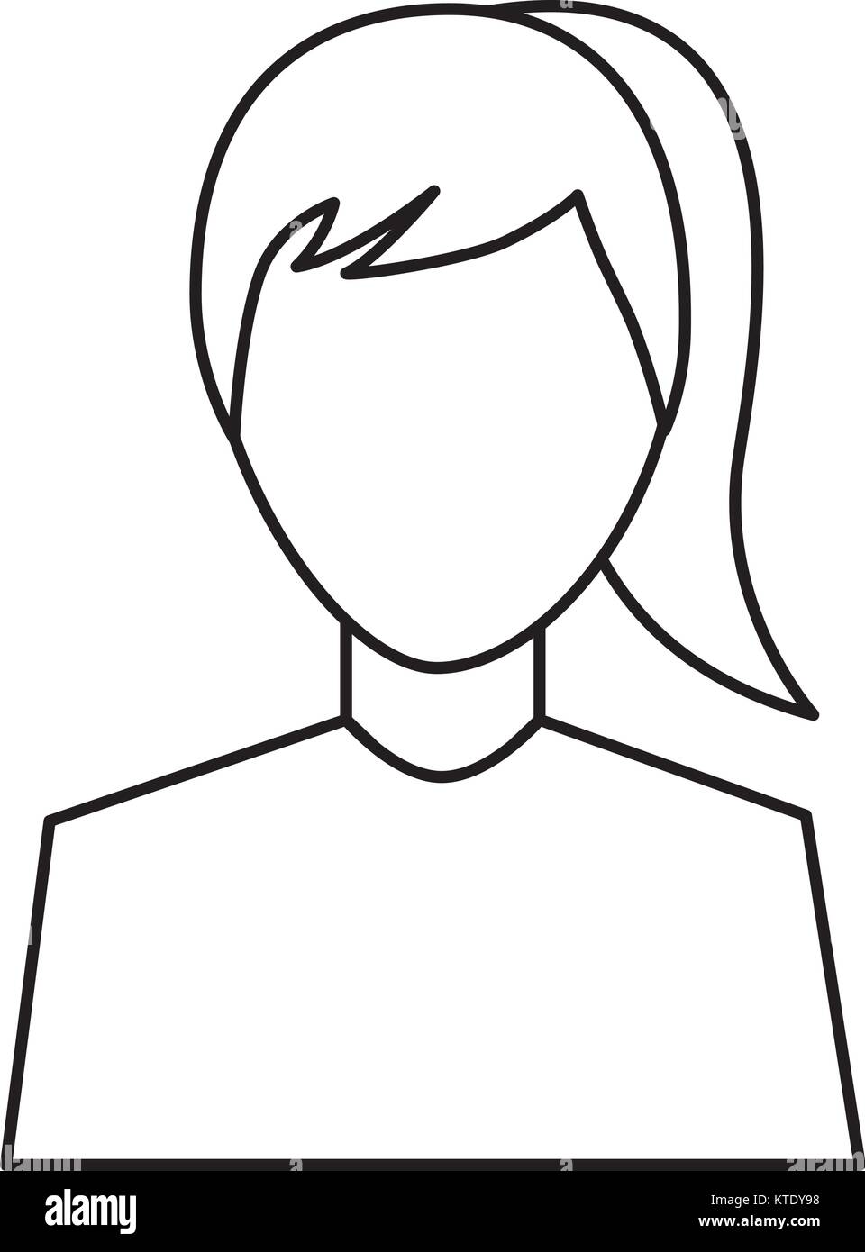 female avatar portrait character woman vector illustration outline ...
