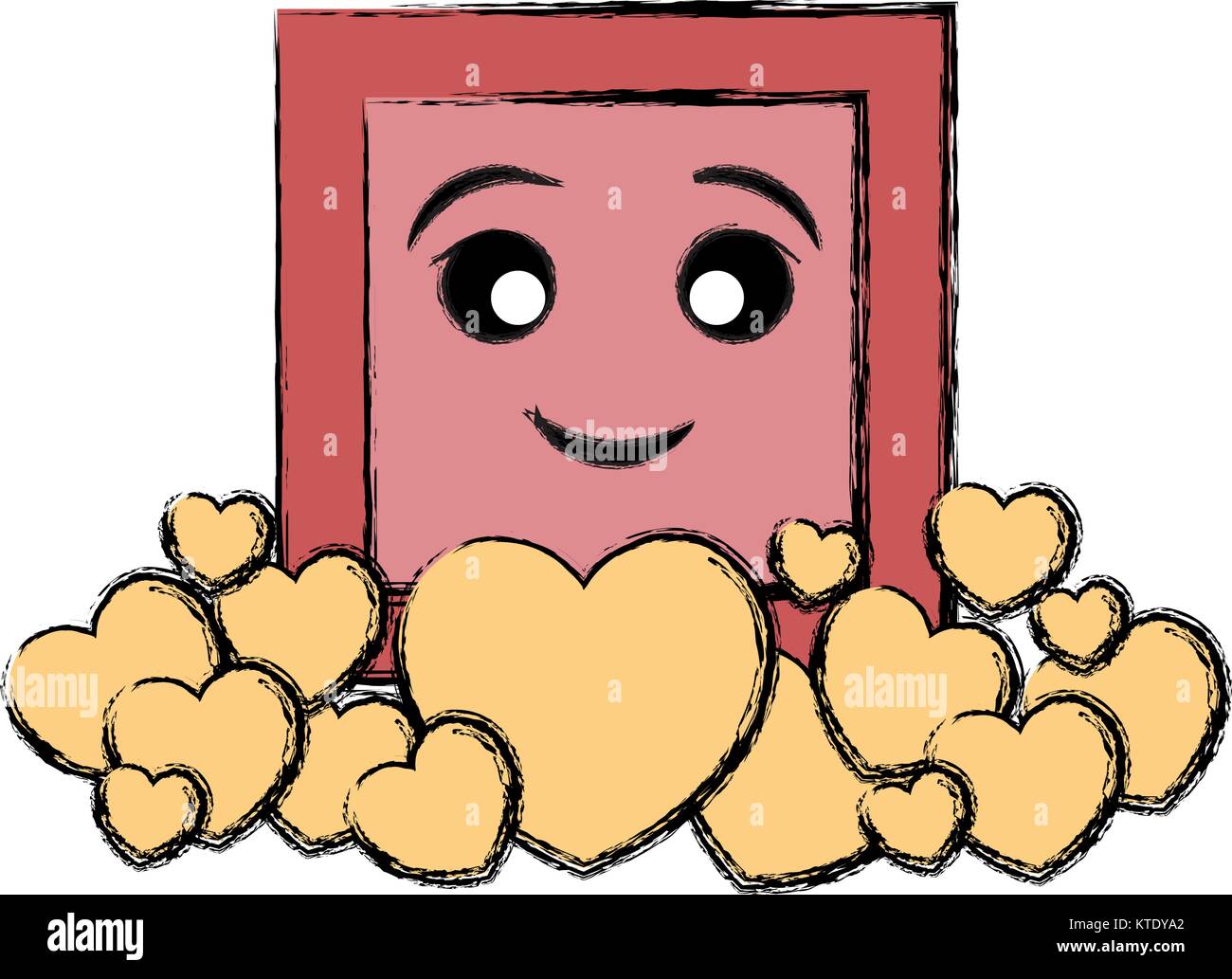 kawaii frame with hearts Stock Vector Image & Art - Alamy