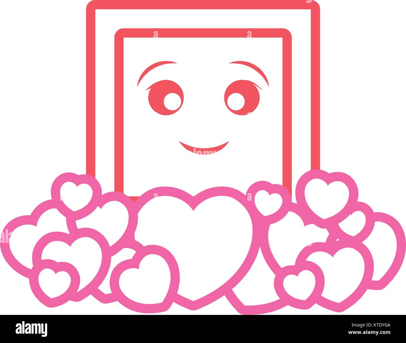 kawaii frame with hearts Stock Vector Image & Art - Alamy