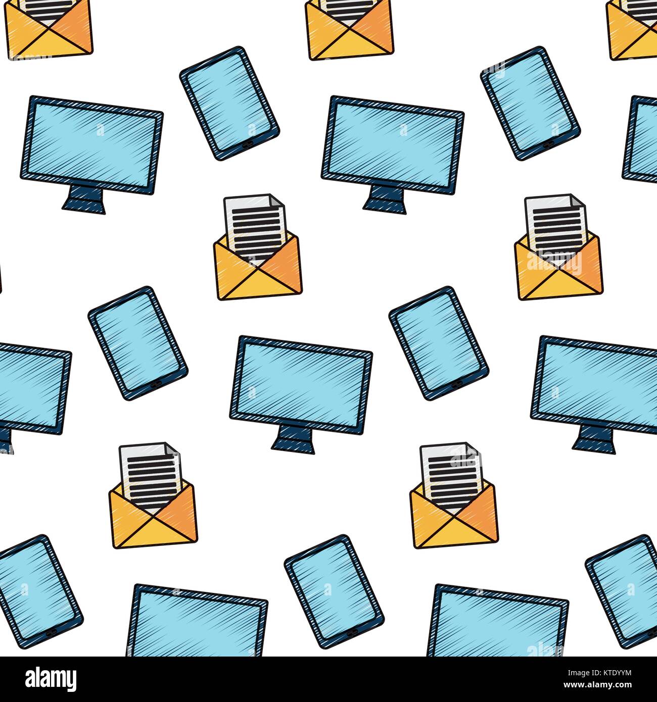monitor computer tablet email letter message pattern vector ...