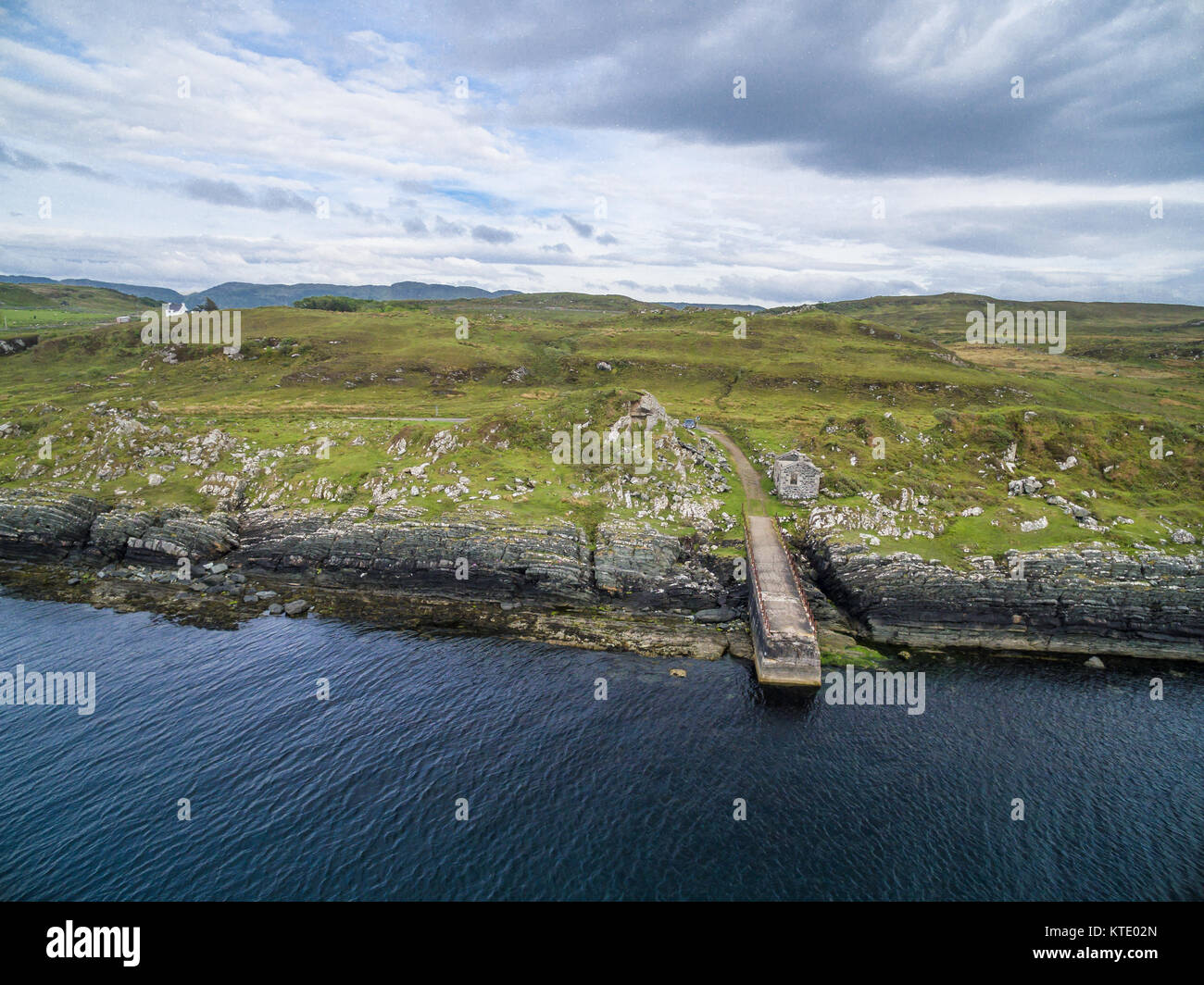 Aerial view of the forgotten pier between Ardfern and Craignish point ...