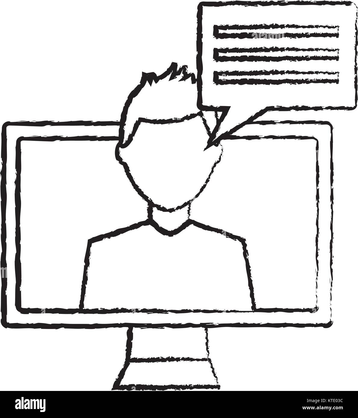 computer monitor with person talking on screen icon image vector ...