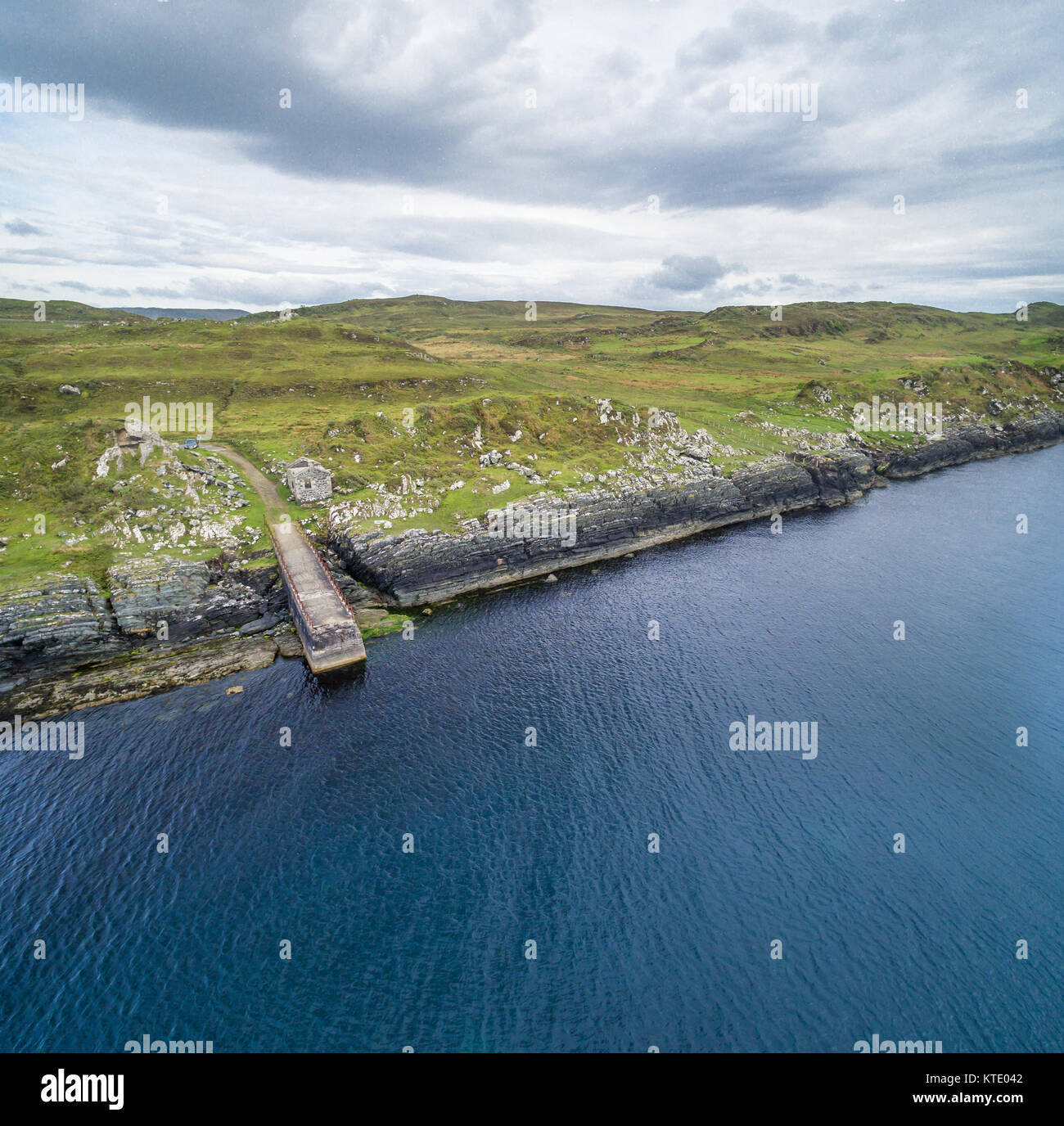 Aerial view of the forgotten pier between Ardfern and Craignish point ...