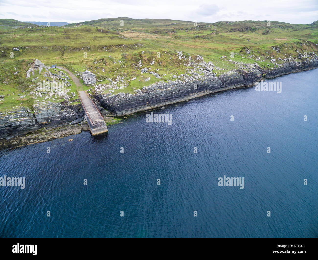 Aerial view of the forgotten pier between Ardfern and Craignish point ...