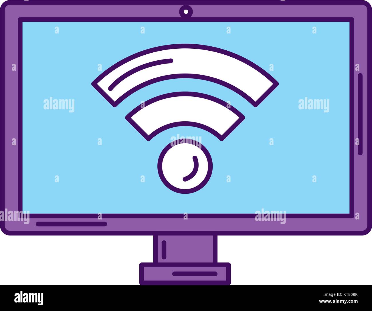 computer display with wifi signal vector illustration design Stock ...