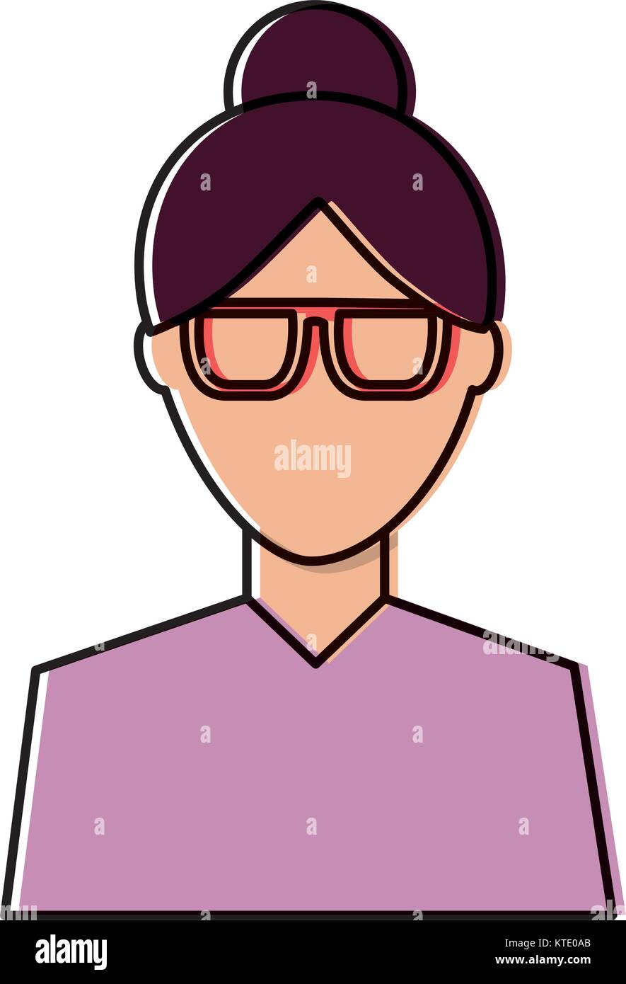 woman with glasses avatar portrait icon image vector illustration ...