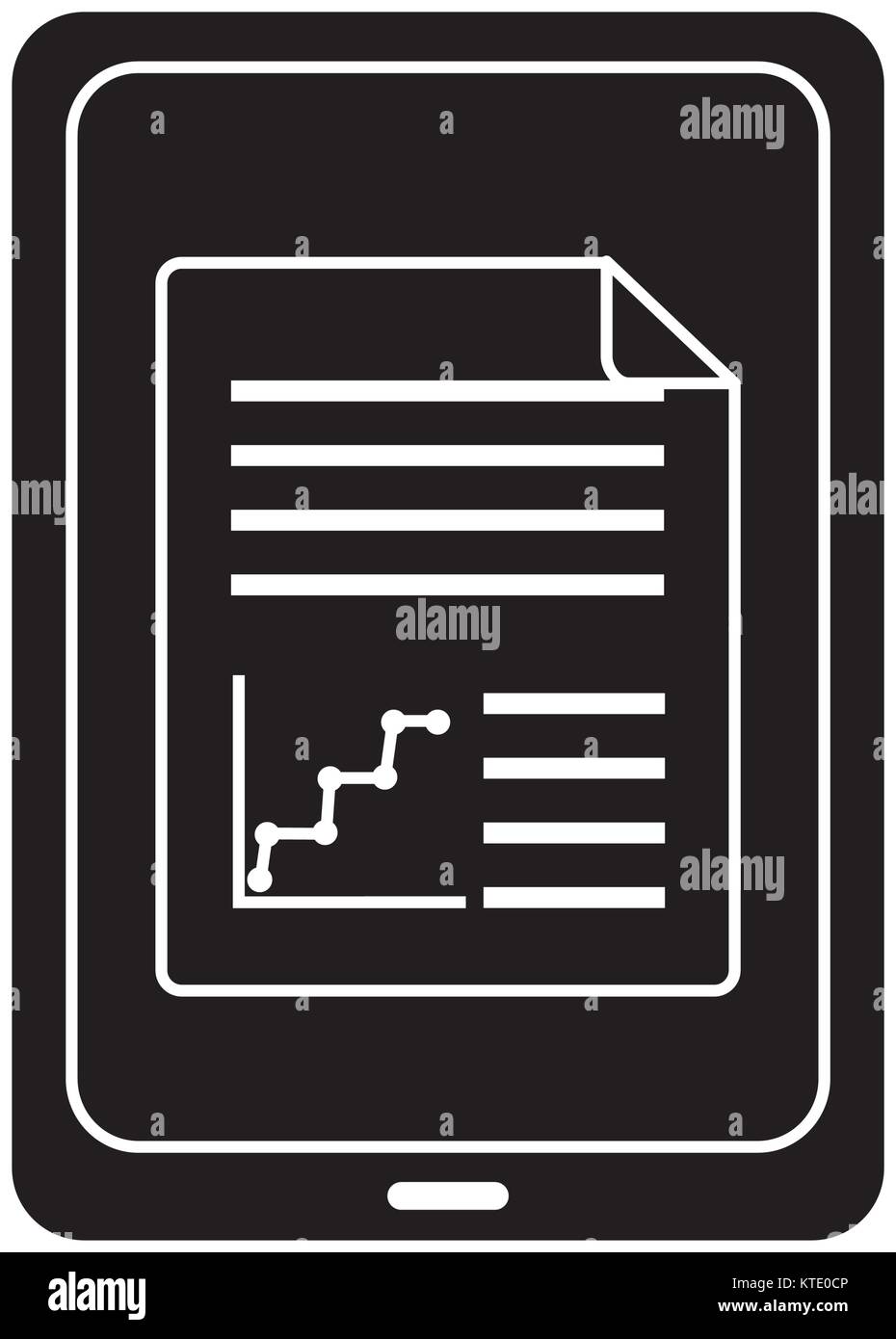 tablet with graph chart on screen gadget device icon image vector ...