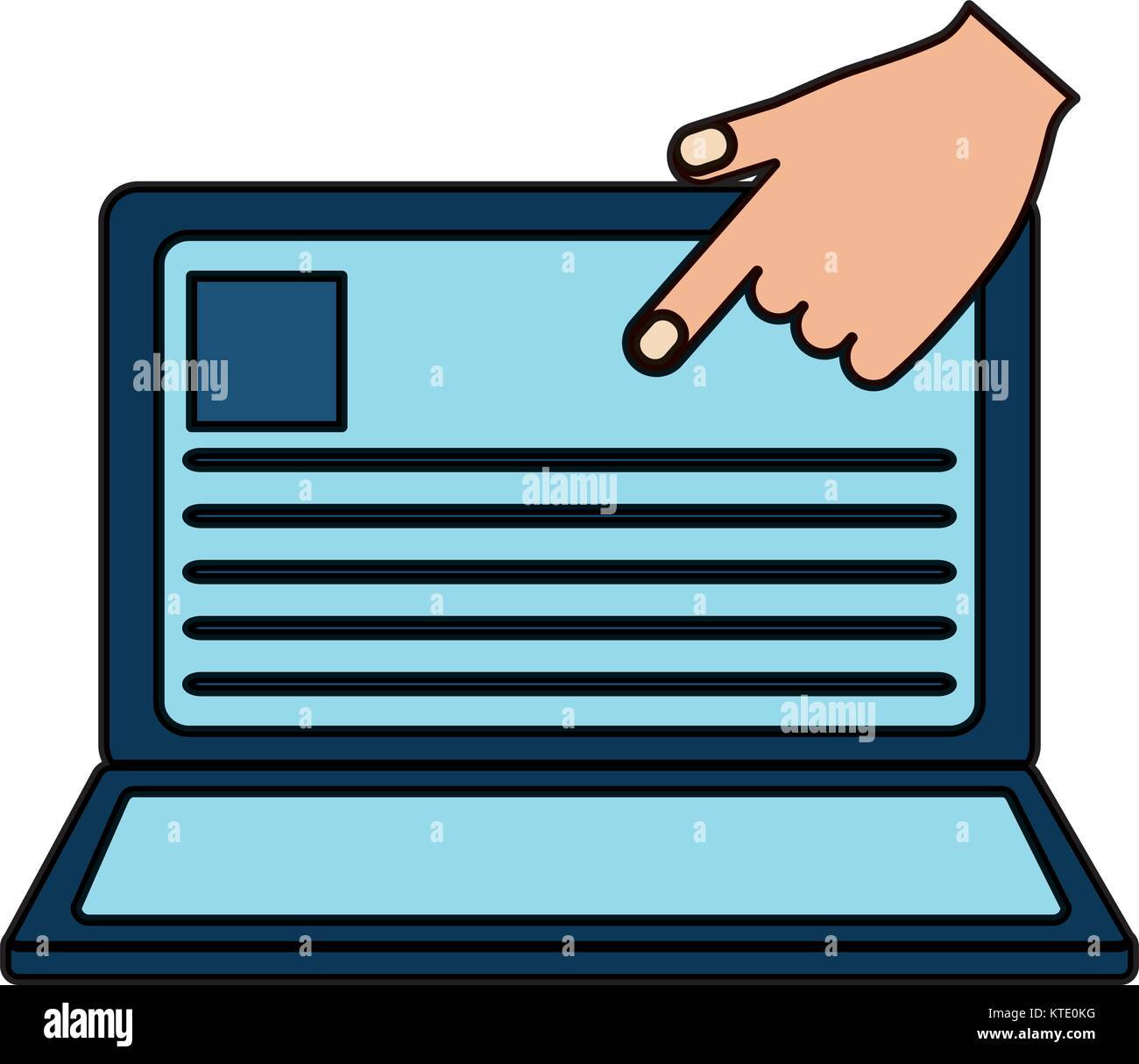 laptop with hand pointing website internet vector illustration Stock ...