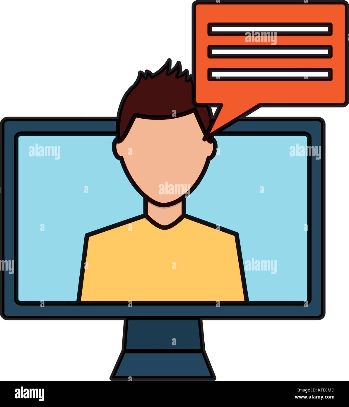 avatar on screen speech bubble internet media Stock Vector Image & Art ...