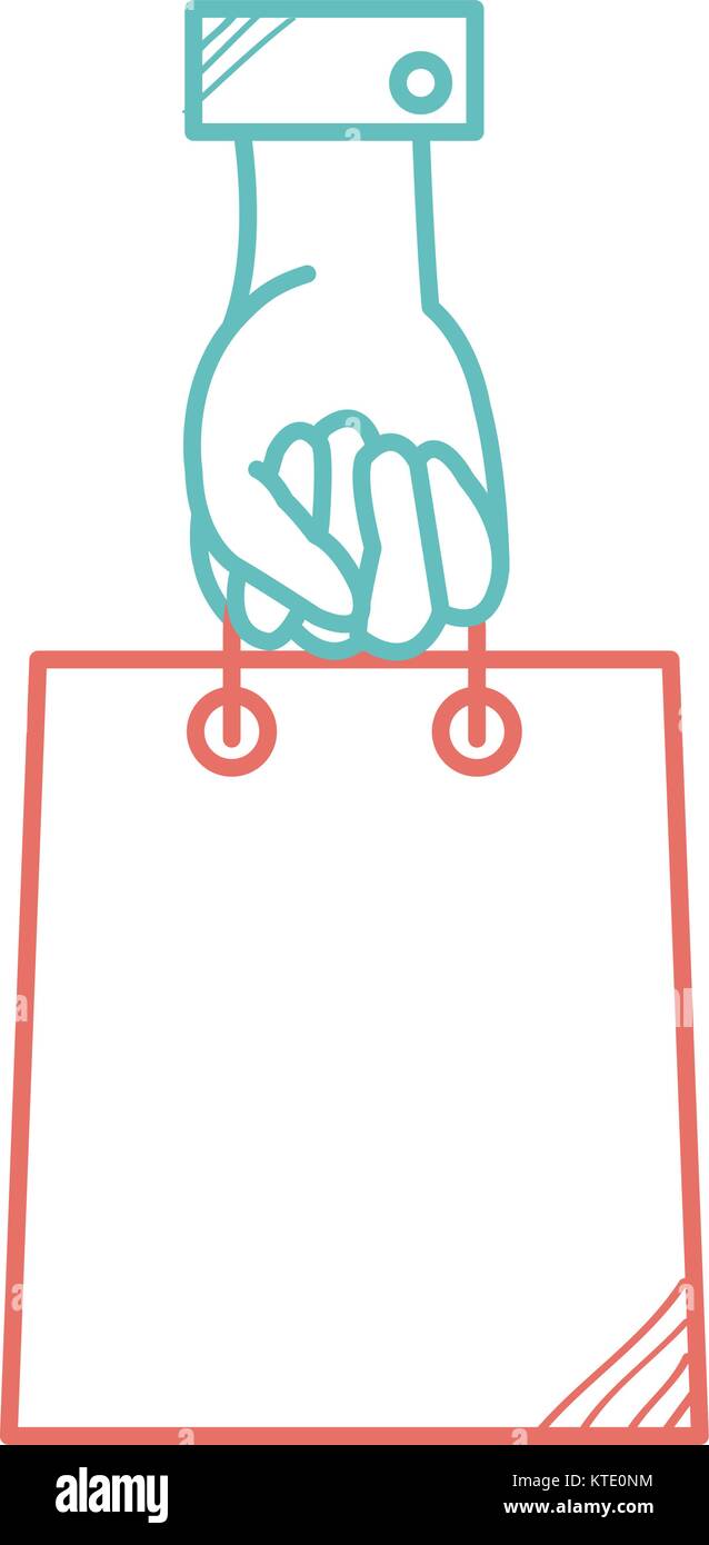 hand with shopping bag isolated icon vector illustration design Stock ...