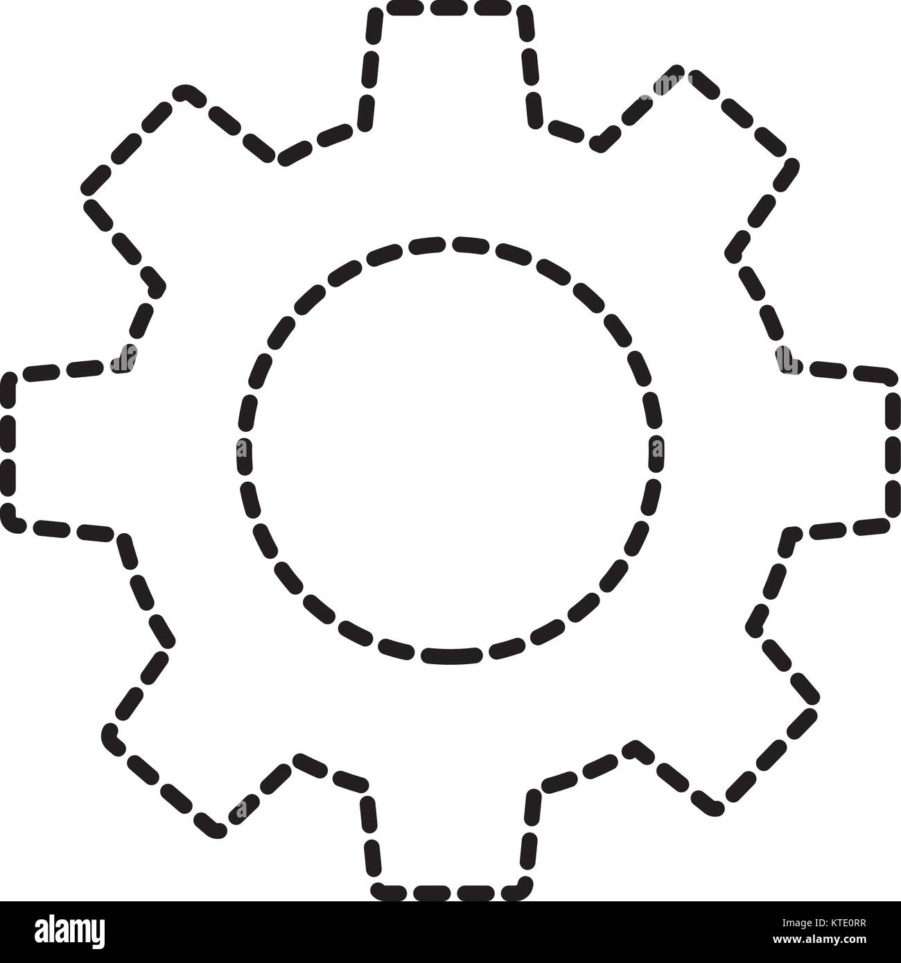 single gear icon image vector illustration design black dotted line ...