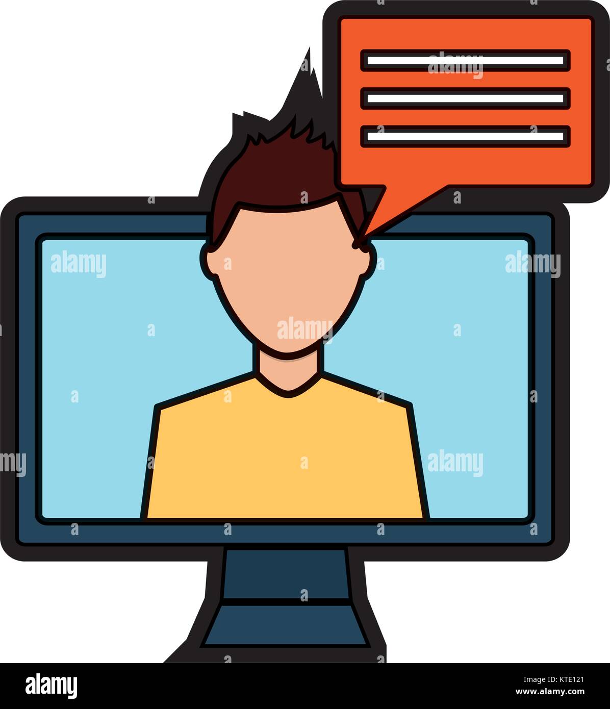 computer monitor with person talking on screen icon image vector ...