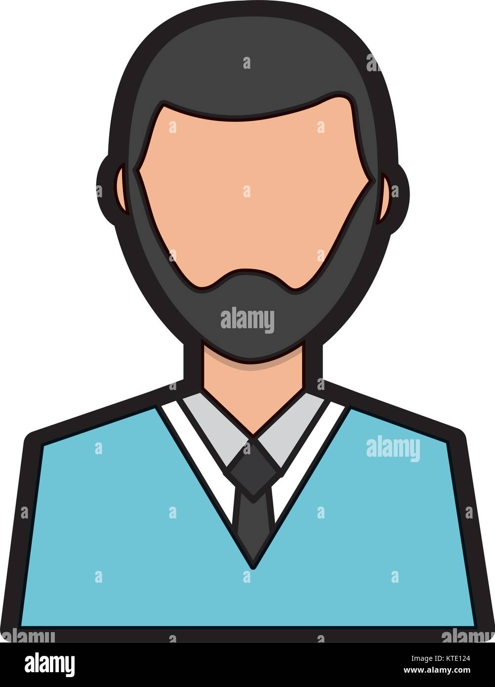 man with beard avatar profile icon image vector illustration design ...