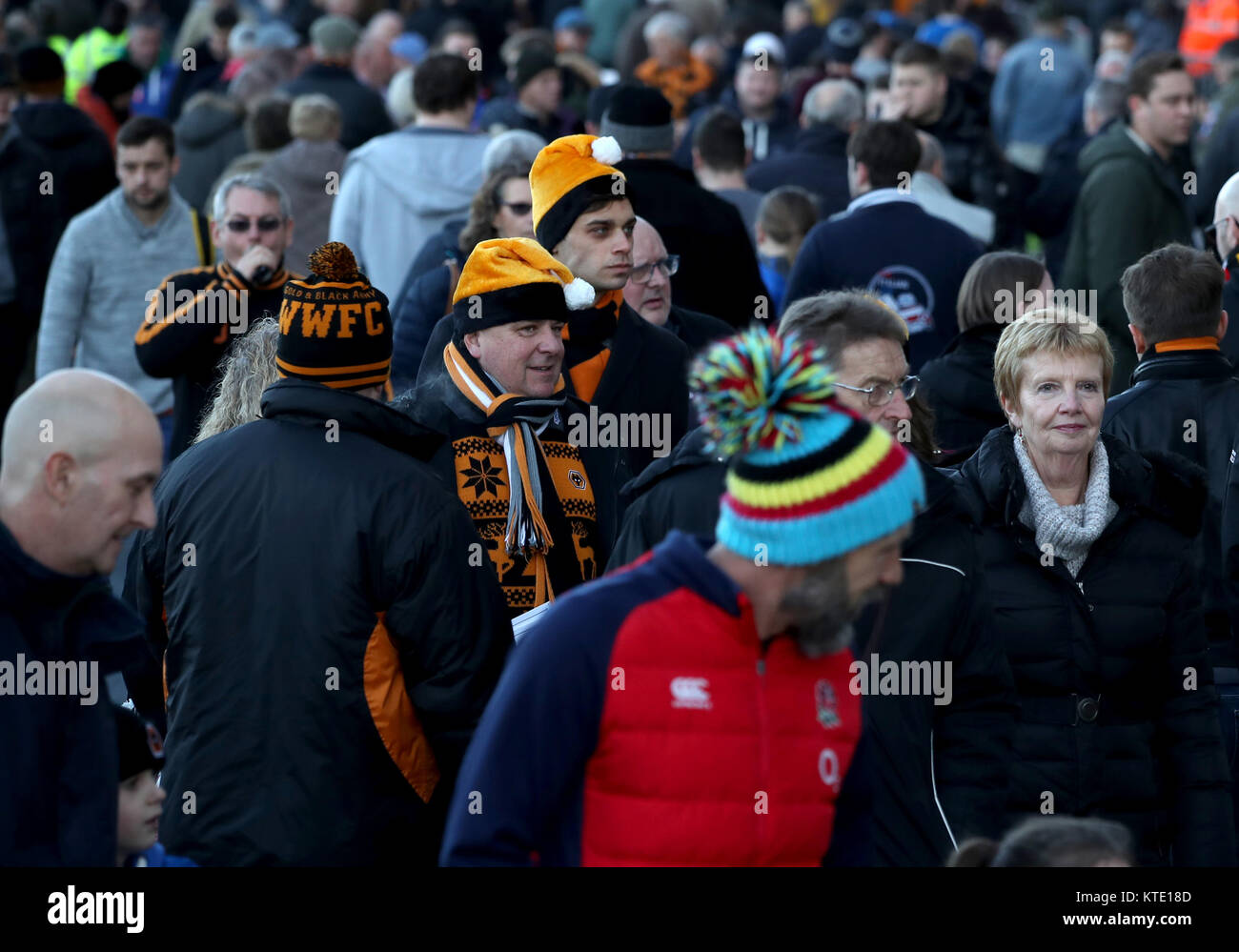 Fans arrive for the game at the Molineux Stadium Wolverhampton Stock ...