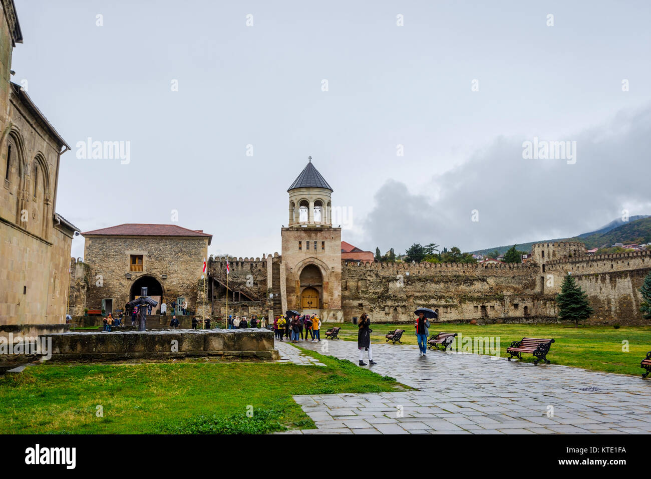 MTSKHETA, GEORGIA - OCTOBER 17: Svetitskokheli orthodox cathedral and ...