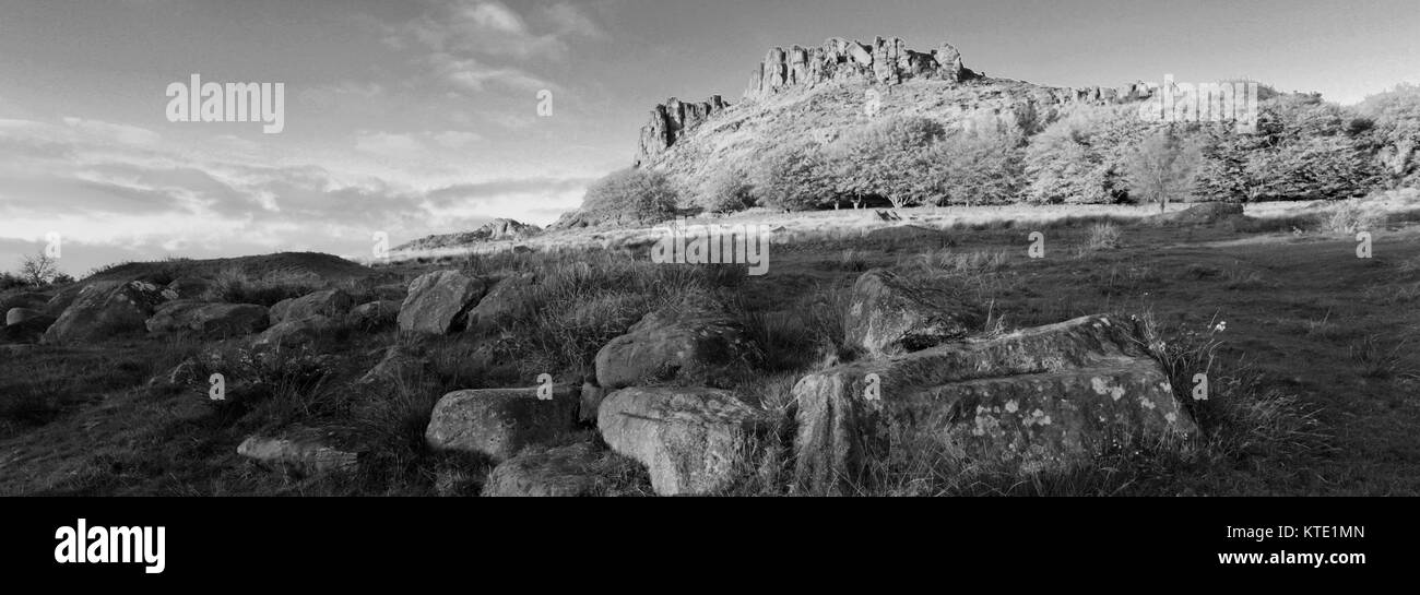 Dusk, Hen Cloud rock, the Roaches Rocks, Upper Hulme, Staffordshire ...