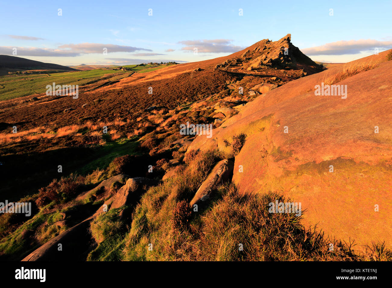 Sunset over the Sandstone rock formations of the Ramshaw Rocks ...