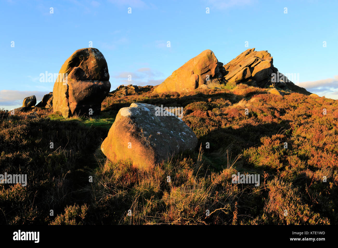 Sunset over the Sandstone rock formations of the Ramshaw Rocks ...