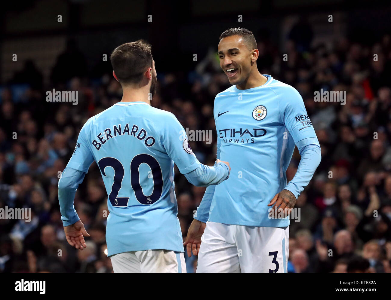 Manchester City's Danilo (right) celebrates scoring his side's fourth ...